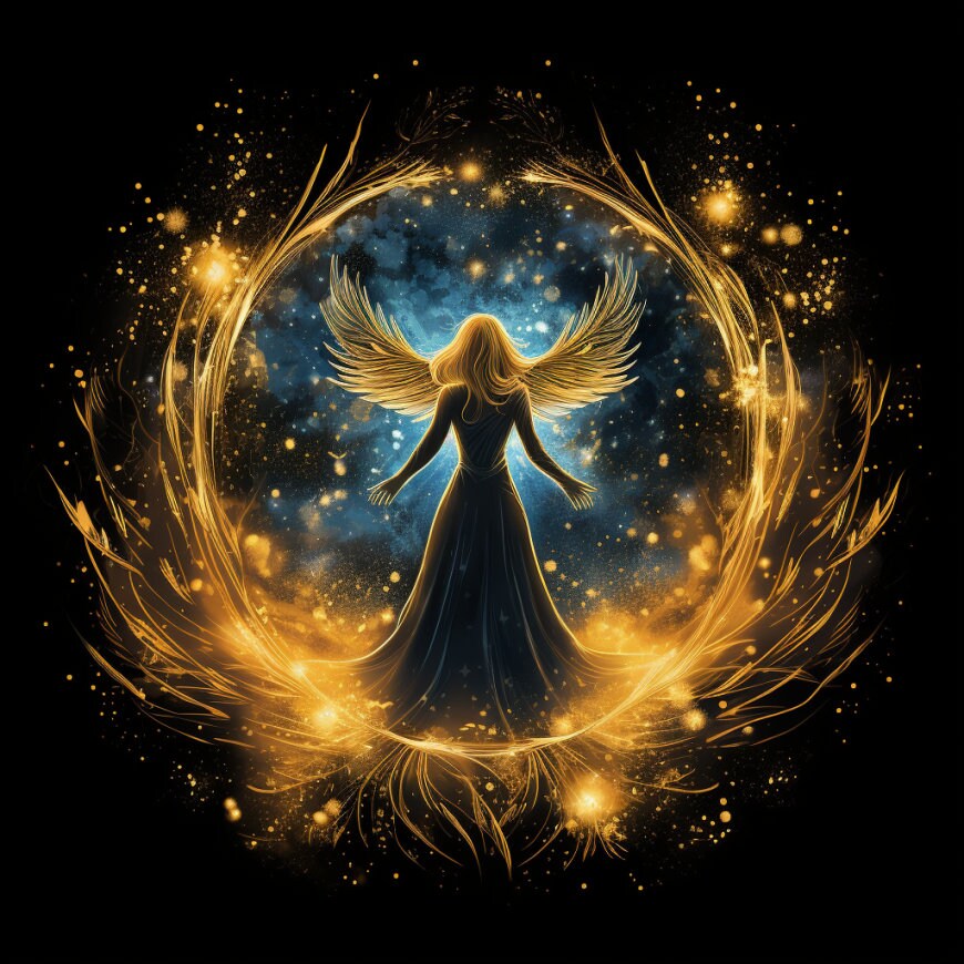 Enchanted Celestial Guardian: Glittering Angel in Starry Embrace - Etsy