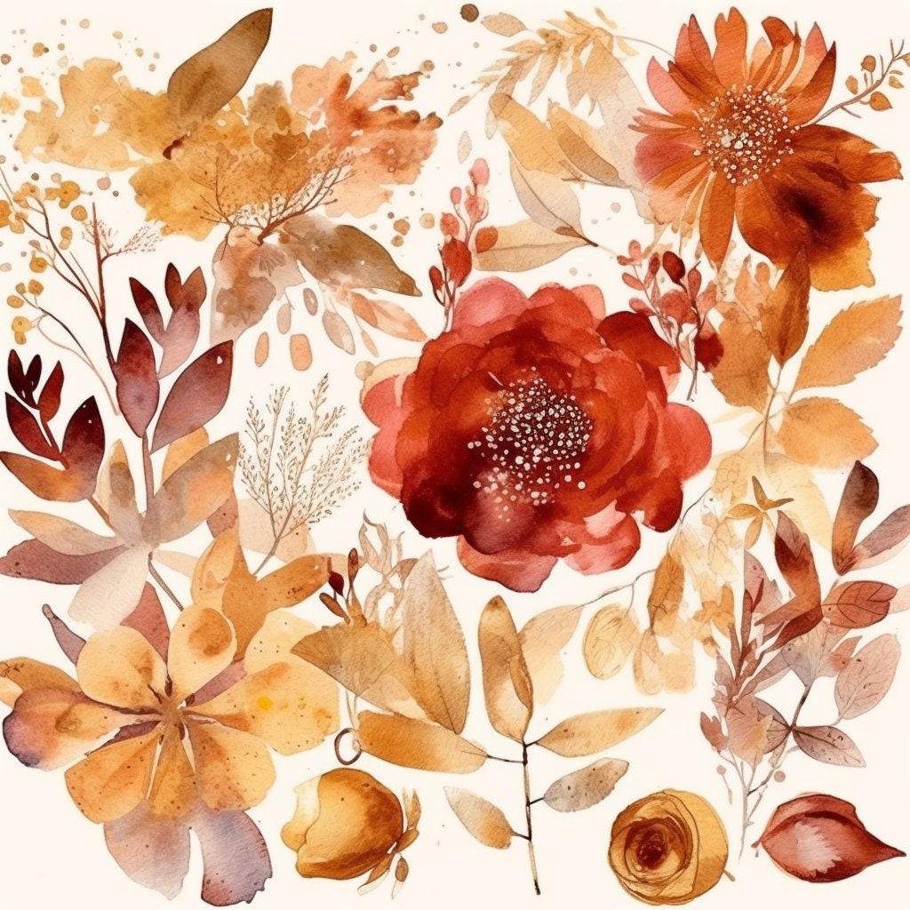 Russet Gold Floral Clipart-russet Gold Floral PNG Format Instant ...