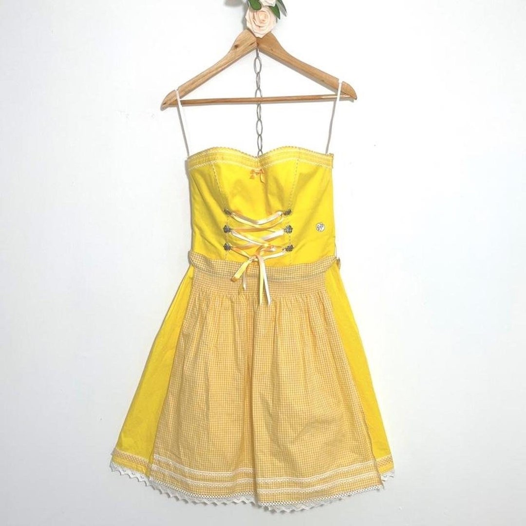 Vintage Yellow Dirndl Dress - Etsy