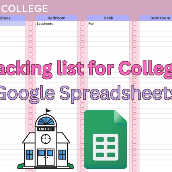 College Packing List - Etsy