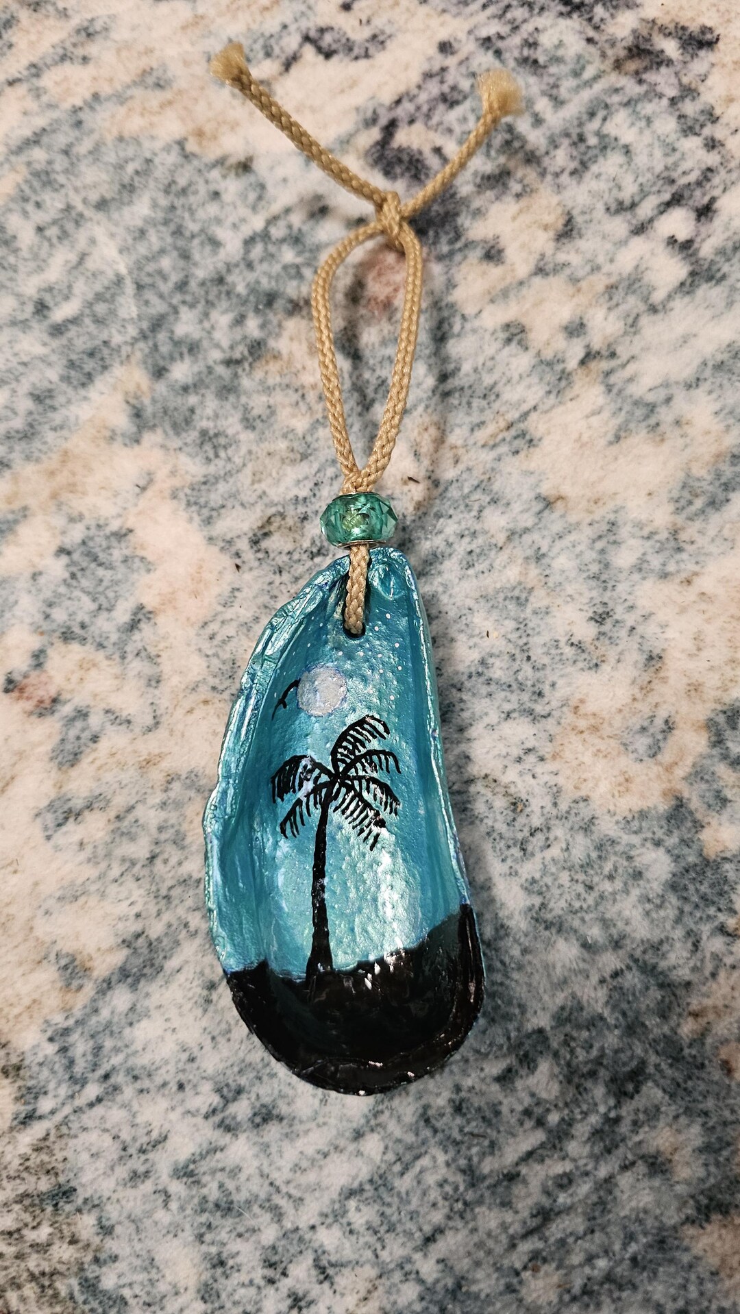 Hand Painted Natural Oregon Beach Mussel Shell With Tropical Night ...
