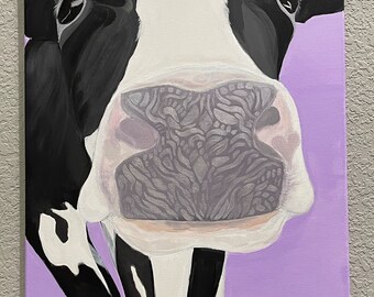 Trippy Cow Acrylic Painting Canvas - Etsy
