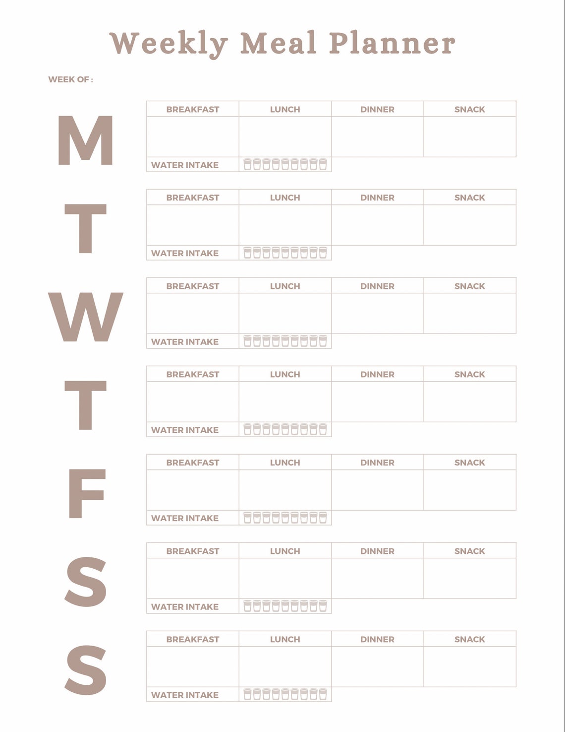 Digital “weekly Meal Planner” Template, Printable - Etsy