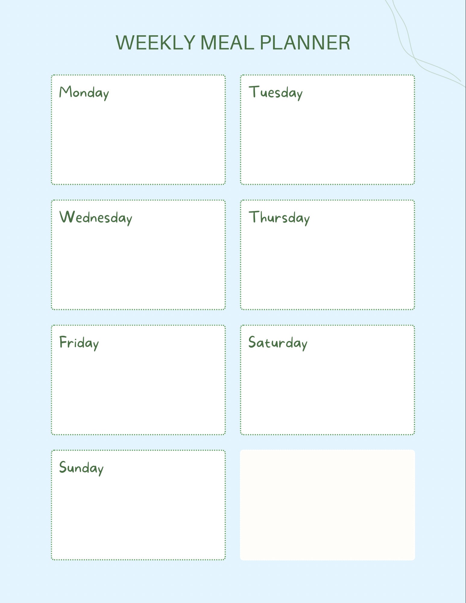 Digital “weekly Meal Planner” Template, Printable - Etsy