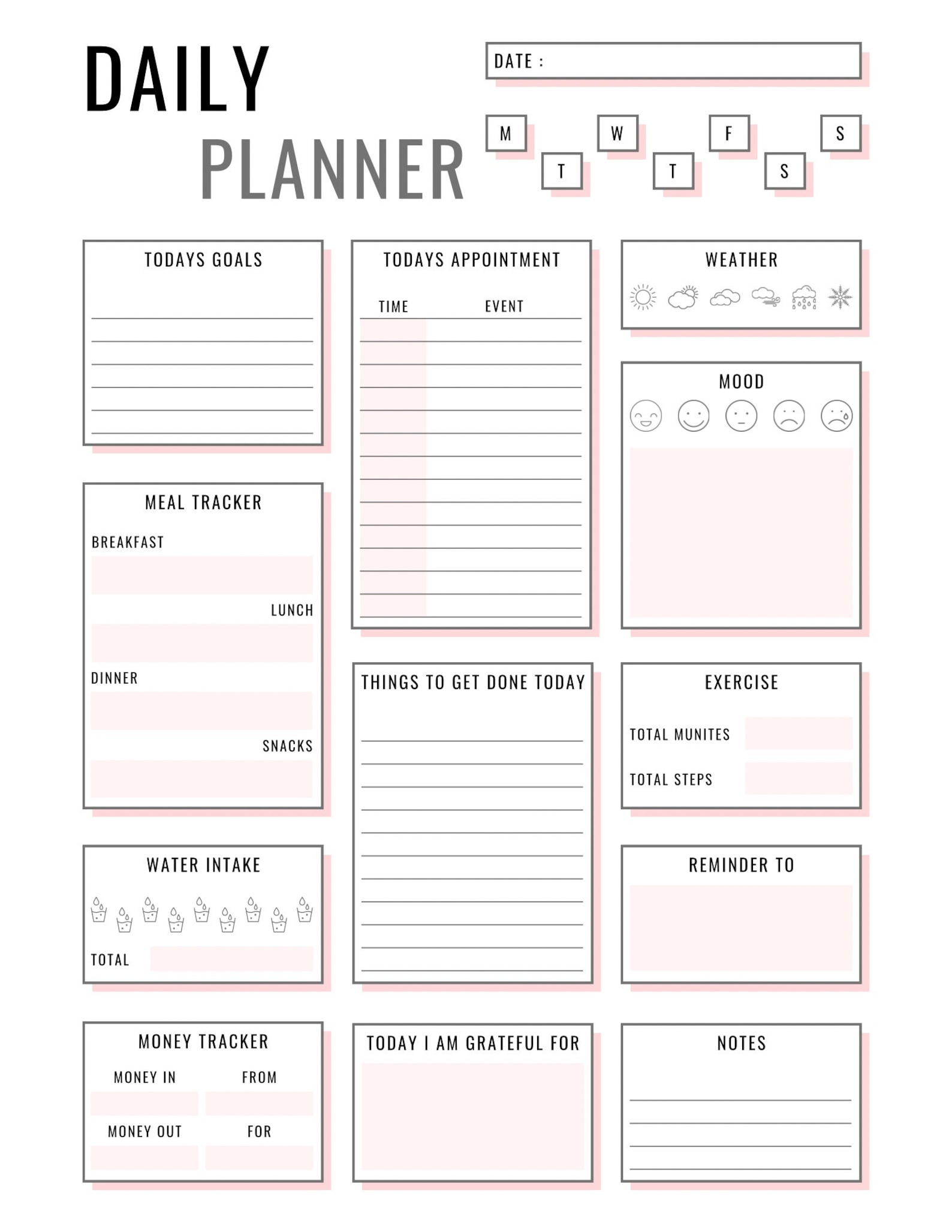 Printable Digital “daily Planner” Template - Etsy