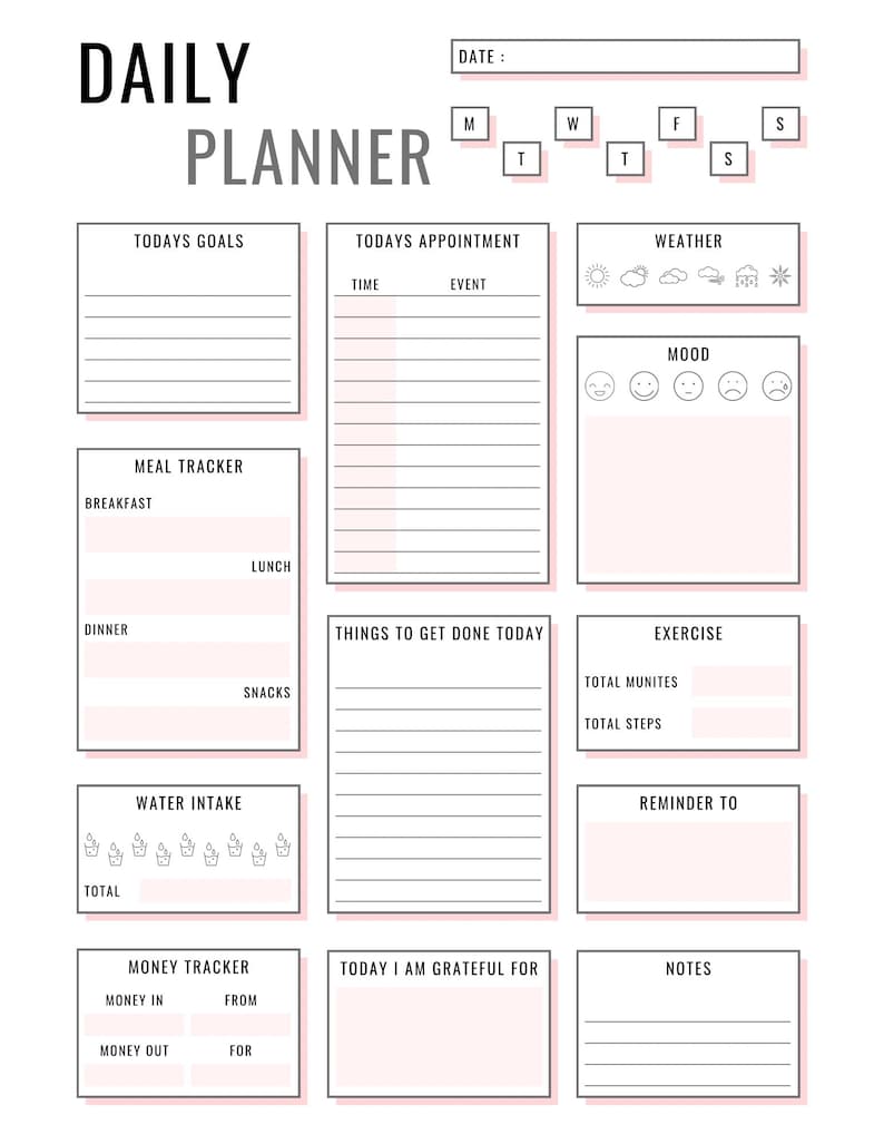 Printable Digital “daily Planner” Template - Etsy