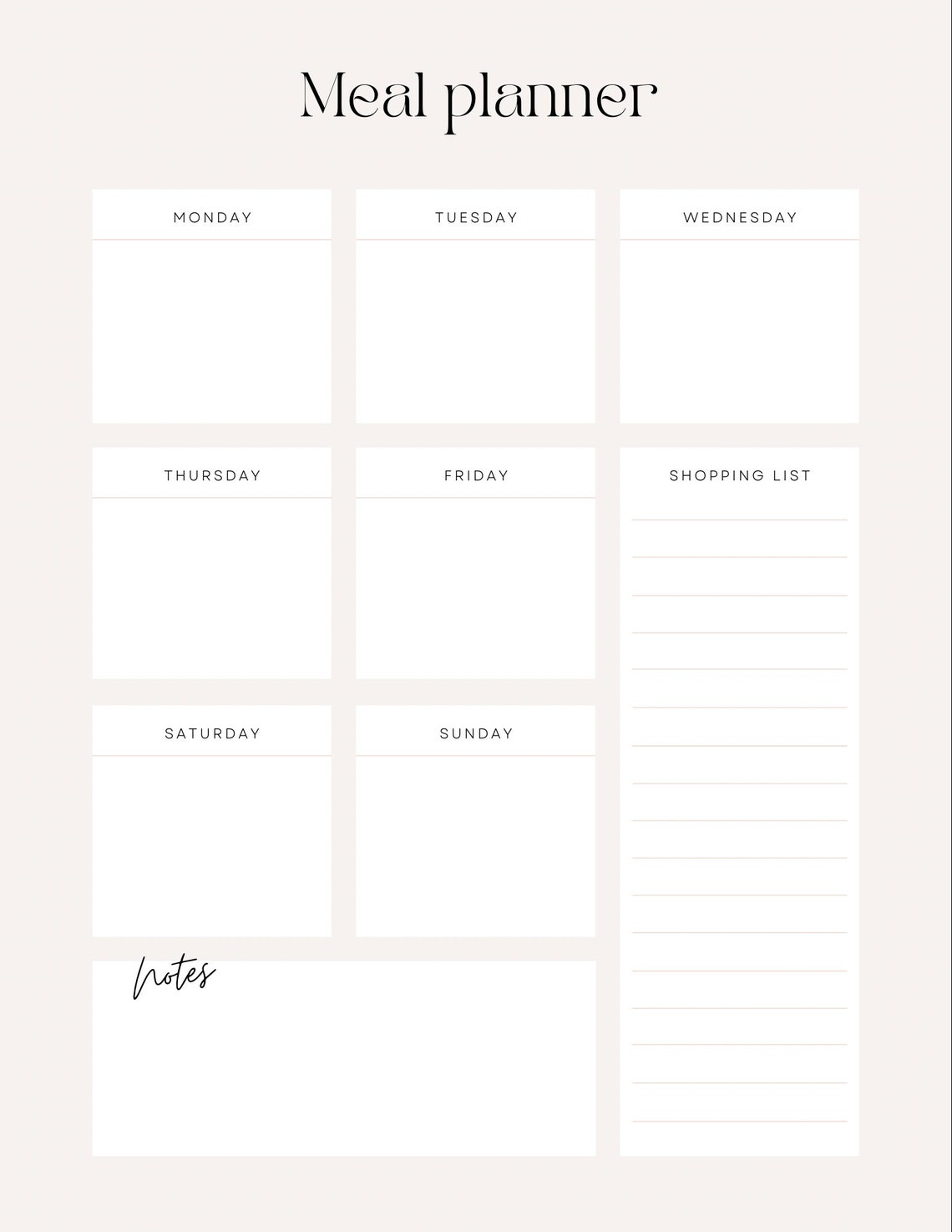 Printable Digital “meal Planner” Template - Etsy