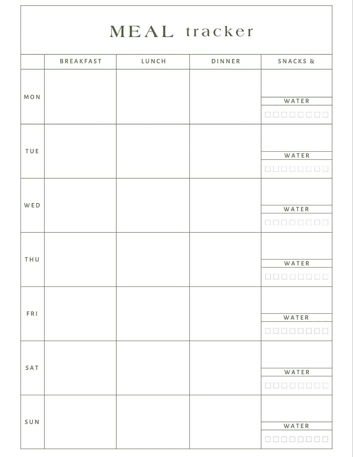 Digital “meal Tracker” Template, Printable - Etsy
