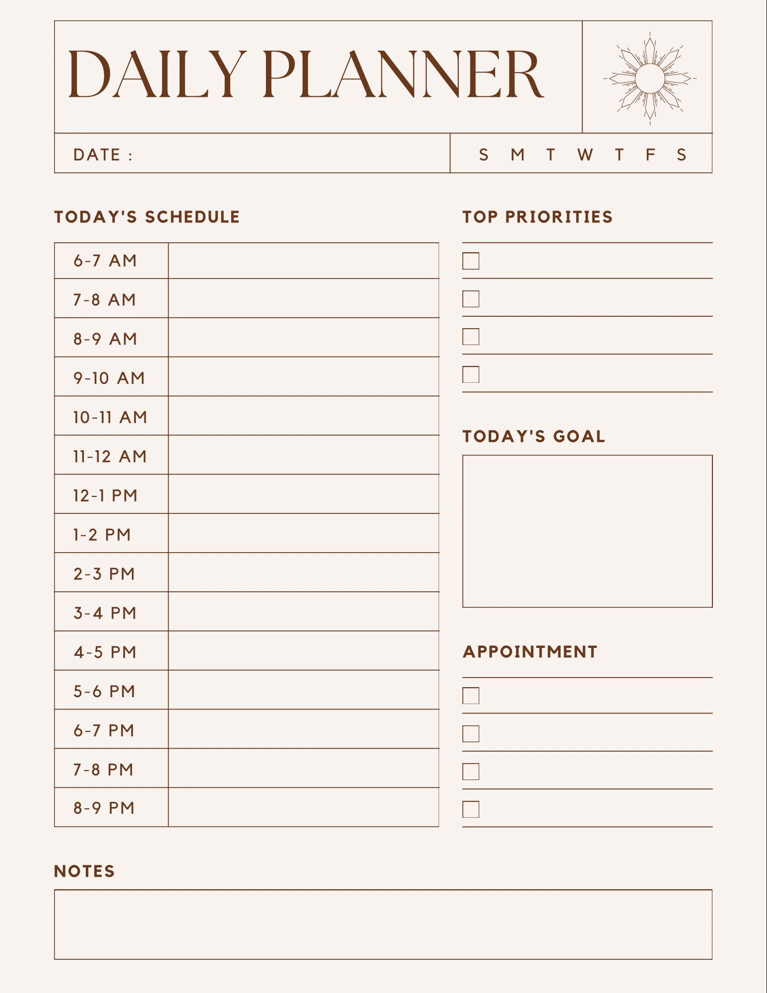 Printable Digital “daily Planner” Template - Etsy