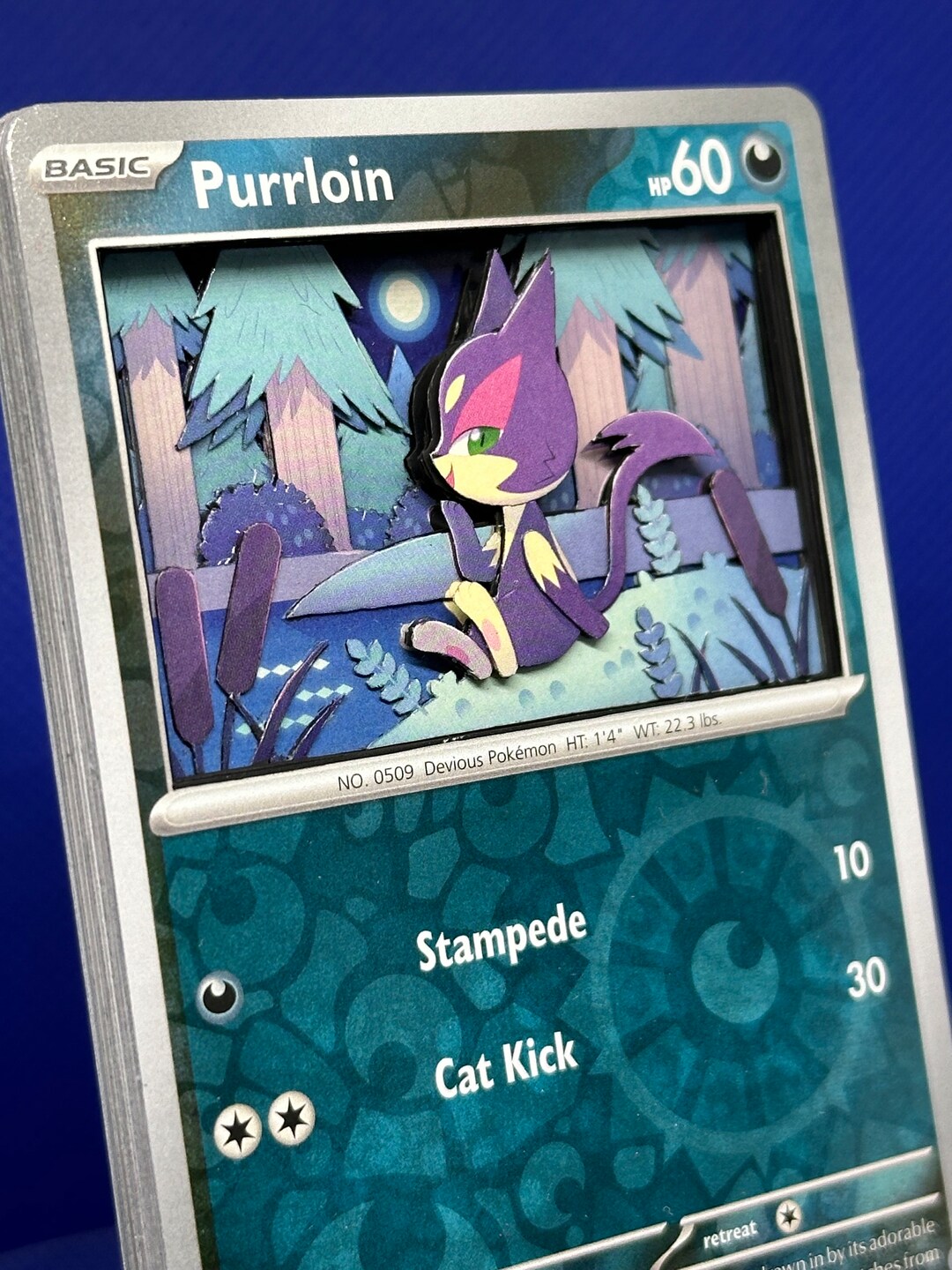 3D Pokemon Card (2024 Stock) - Purrloin Reverse Holofoil - Etsy