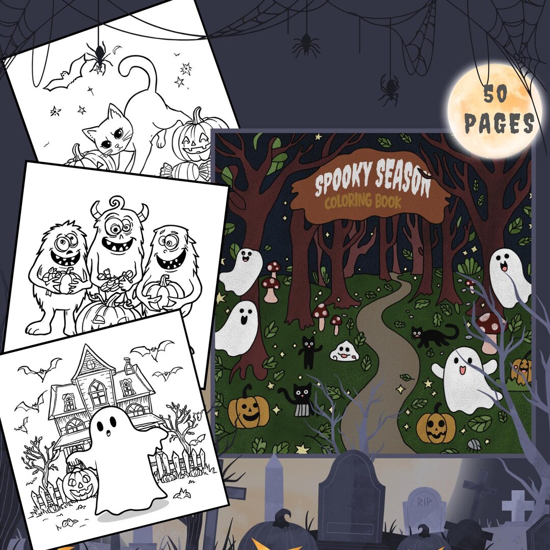 Spooky Season Halloween Themed Coloring Book for Kids - Etsy