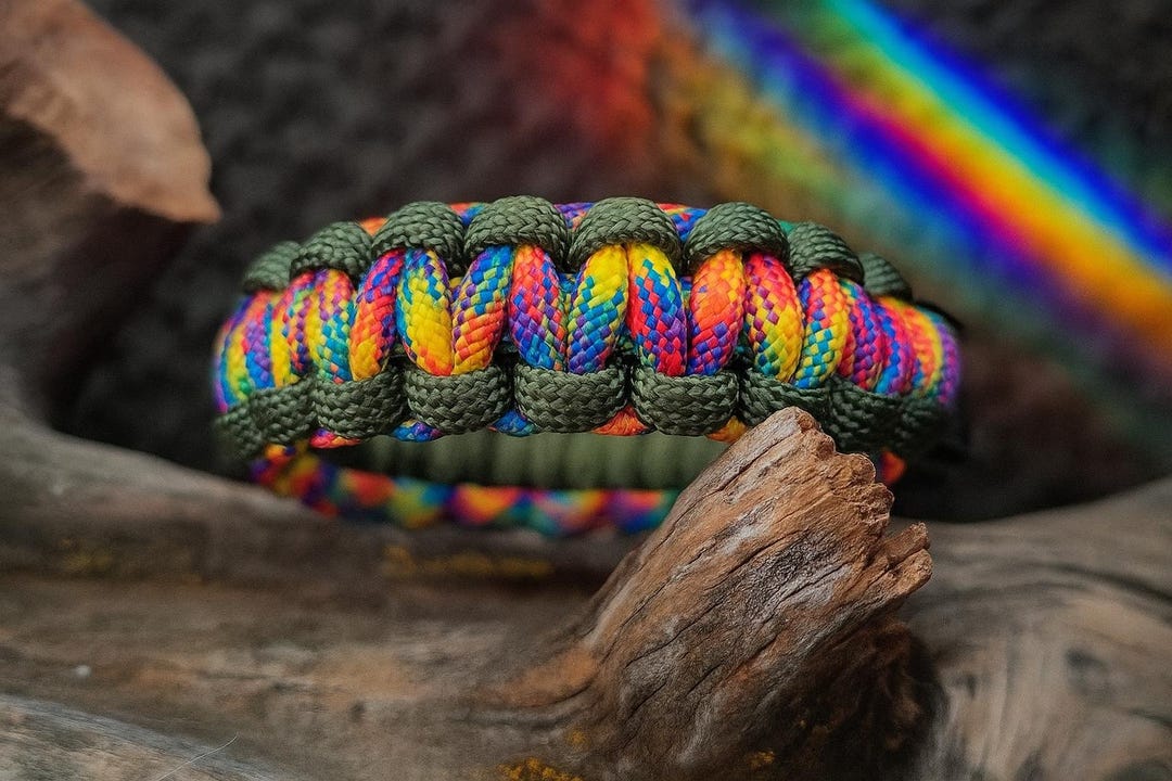 Handmade Rainbow Paracord Bracelet – Green Camo, 550 Cord - Etsy