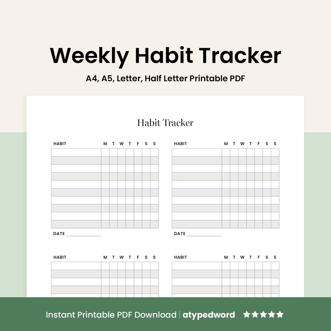 Weekly Habit Tracker Printable, Habit Tracker, Routine Tracker, Habit ...