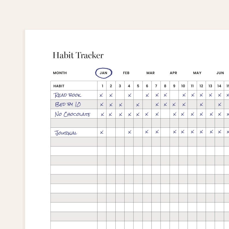 Monthly Habit Tracker Printable: A4/letter Landscape (PDF Download ...