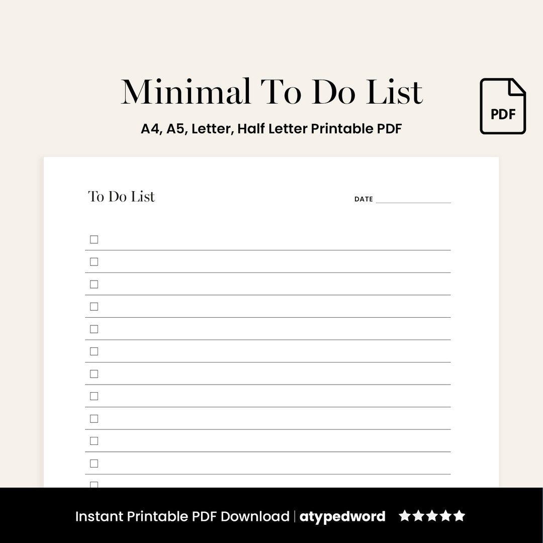Minimal to Do List Printable: Productivity Planner (PDF Download) - Etsy