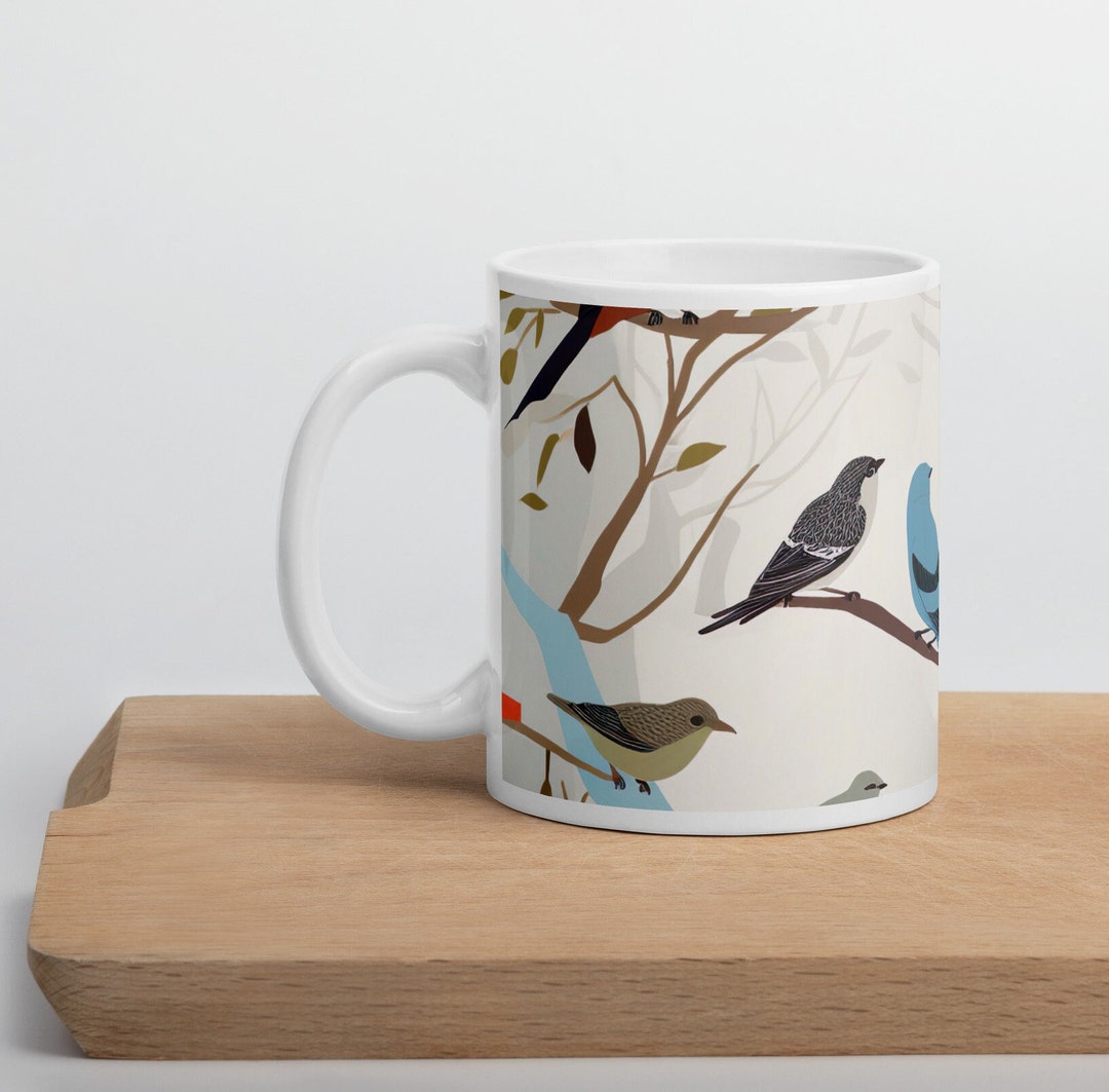 Garden Birds Ceramic Mug Charley Harper Style Print Design - Etsy