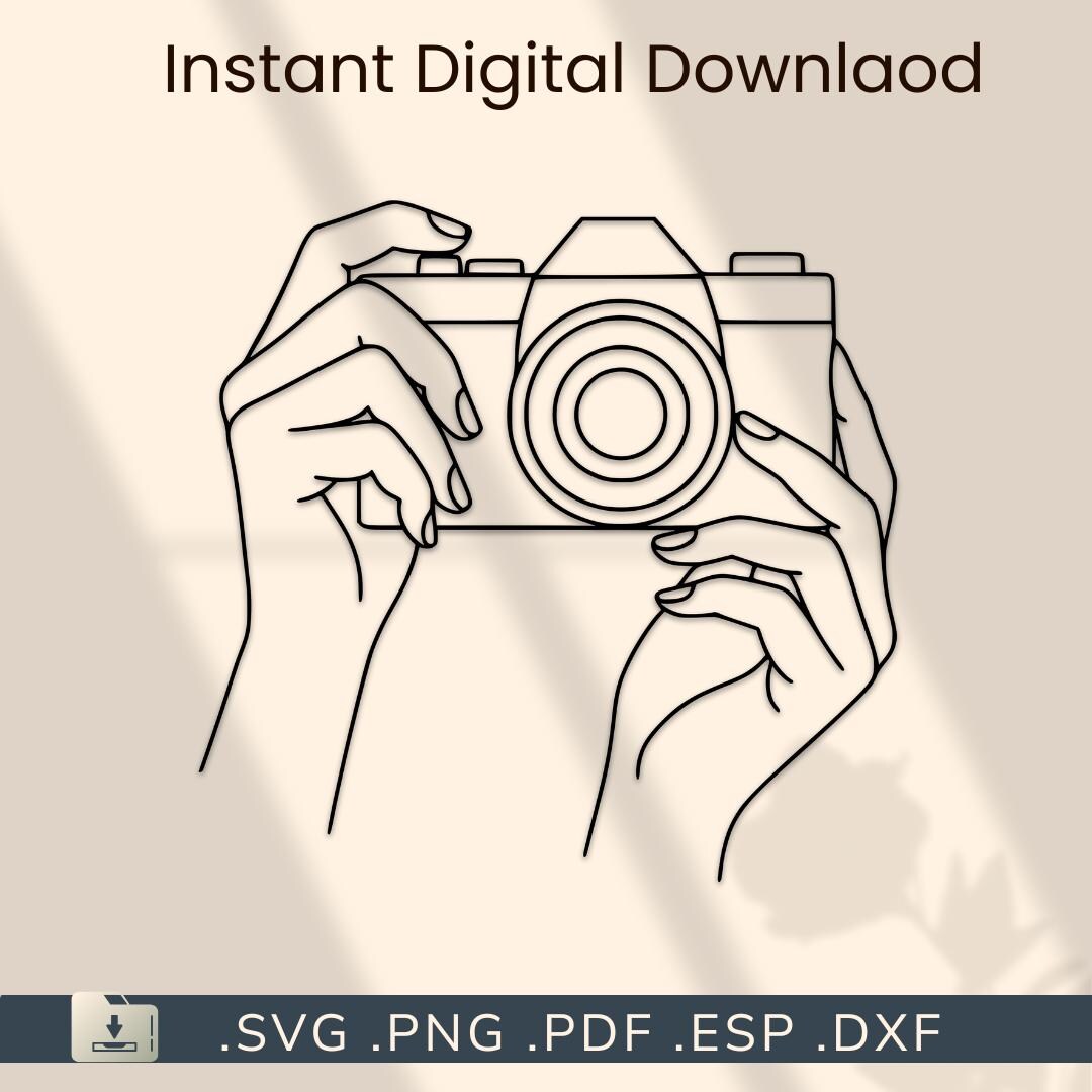 Camera Hands SVG – One Line Drawing Photographer | Line Art ...