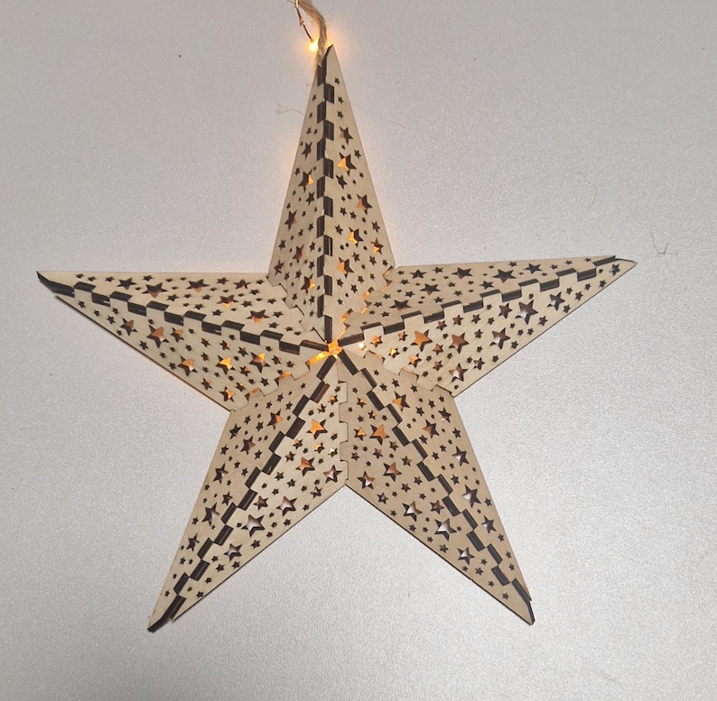 3D Wooden Star – Laser Cut File for Christmas or Ramadan Light ...