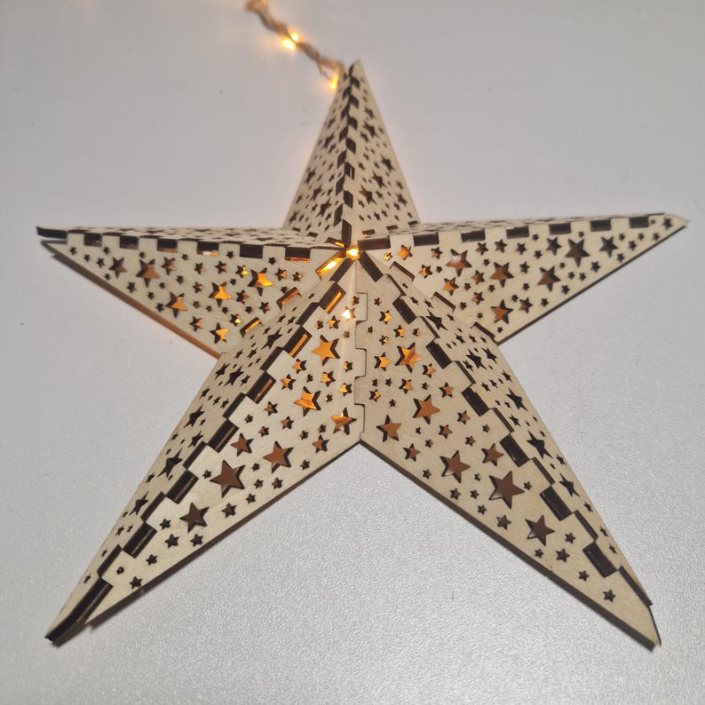 3D Wooden Star – Laser Cut File for Christmas or Ramadan Light ...