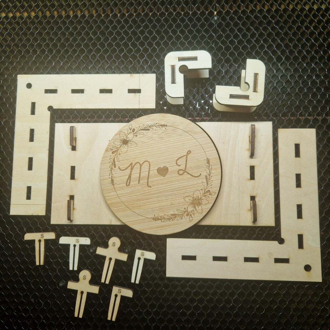 Honeycomb Hold Down Pins SVG + Corner Clamps & Glue Jig | Laser Bed ...