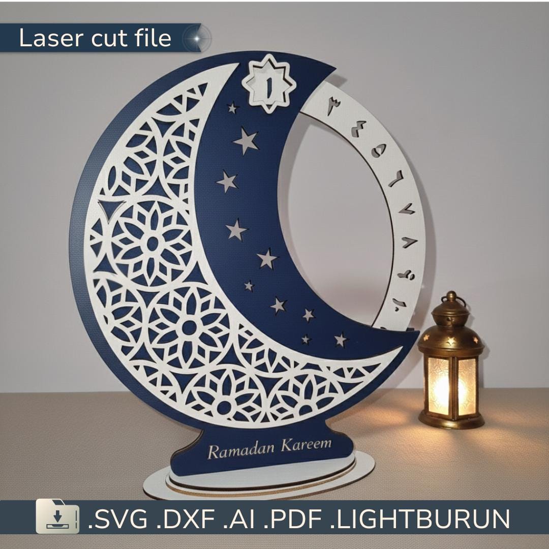 Ramadan Calendar SVG for Laser Cutting | Arabic Numbers Perpetual ...