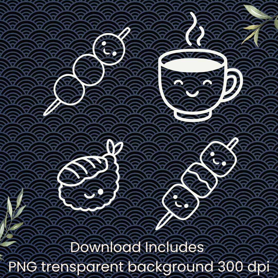 28 Kawaii Japanese Food Clipart : Sushi, Ramen, Onigiri, Dango… PNG SVG ...