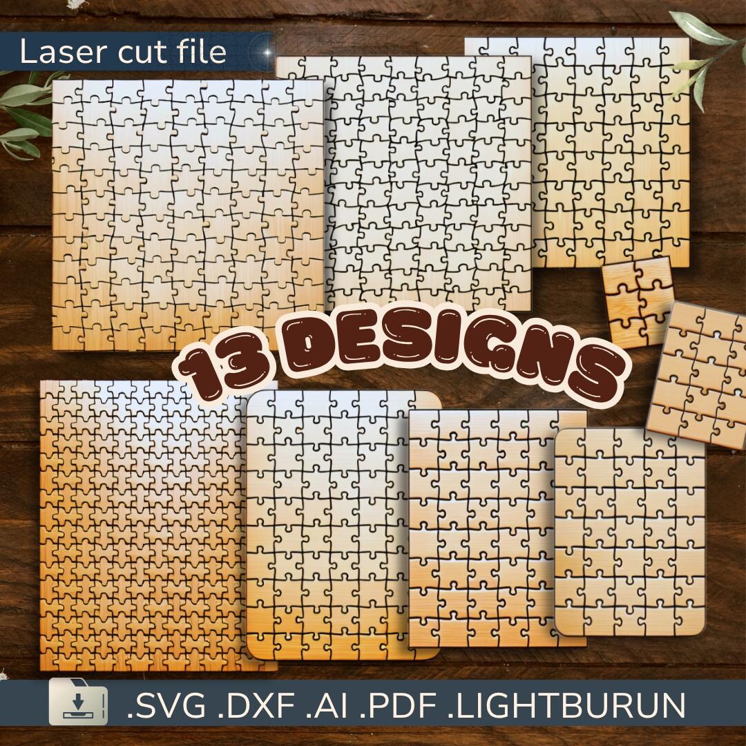Jigsaw Puzzle Bundle, 13 Square & Rectangle Templates | Laser Cut File ...