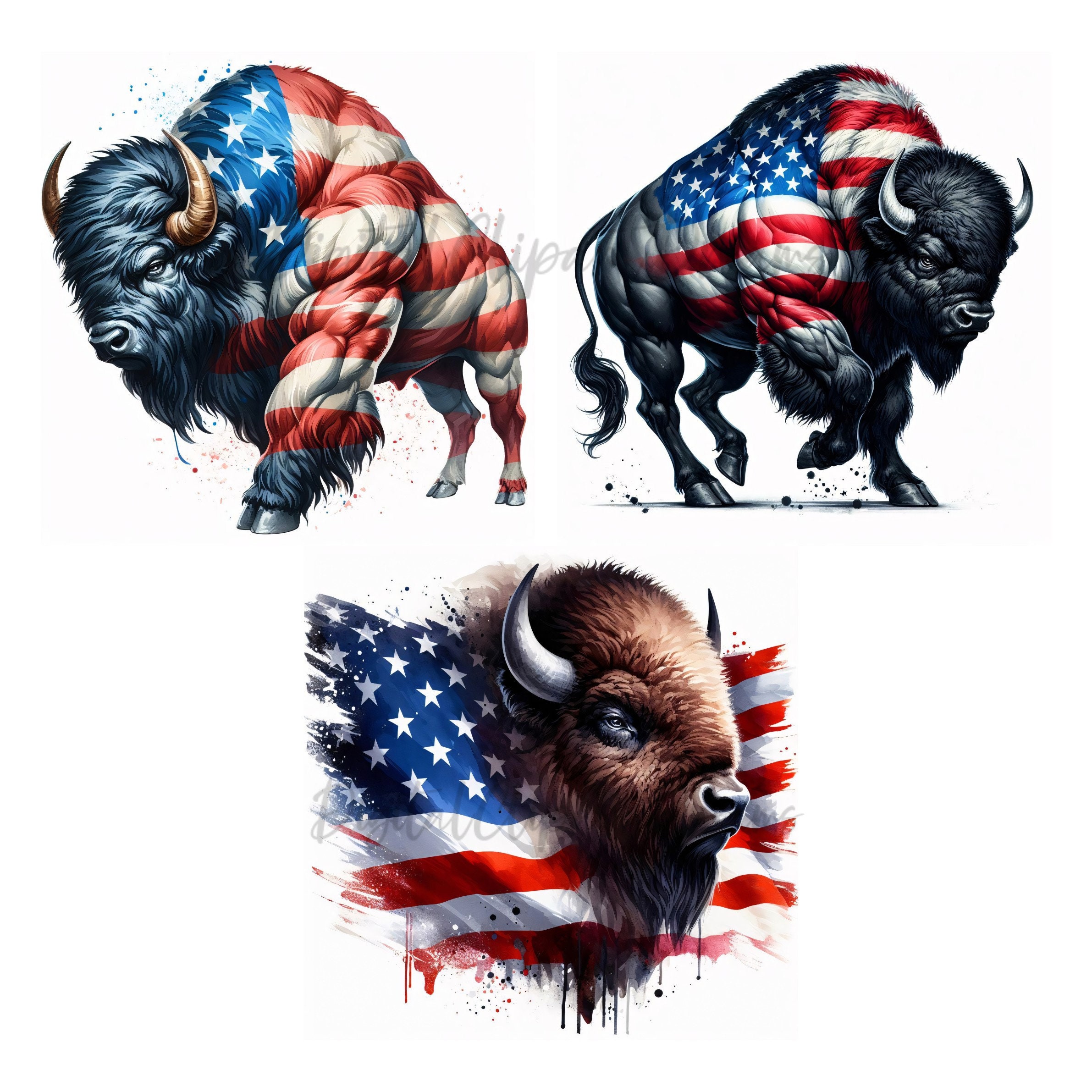 Patriotic USA Clipart, American Eagle Flag, Bison Flag, 22 High Quality ...