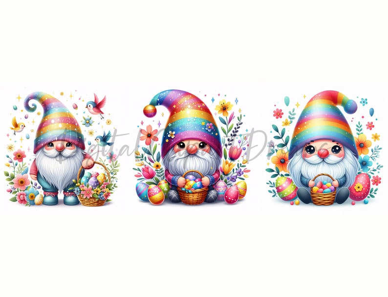 Easter Gnome Clipart, Spring Garden Gnomes, 18 JPG, Sublimation Designs ...