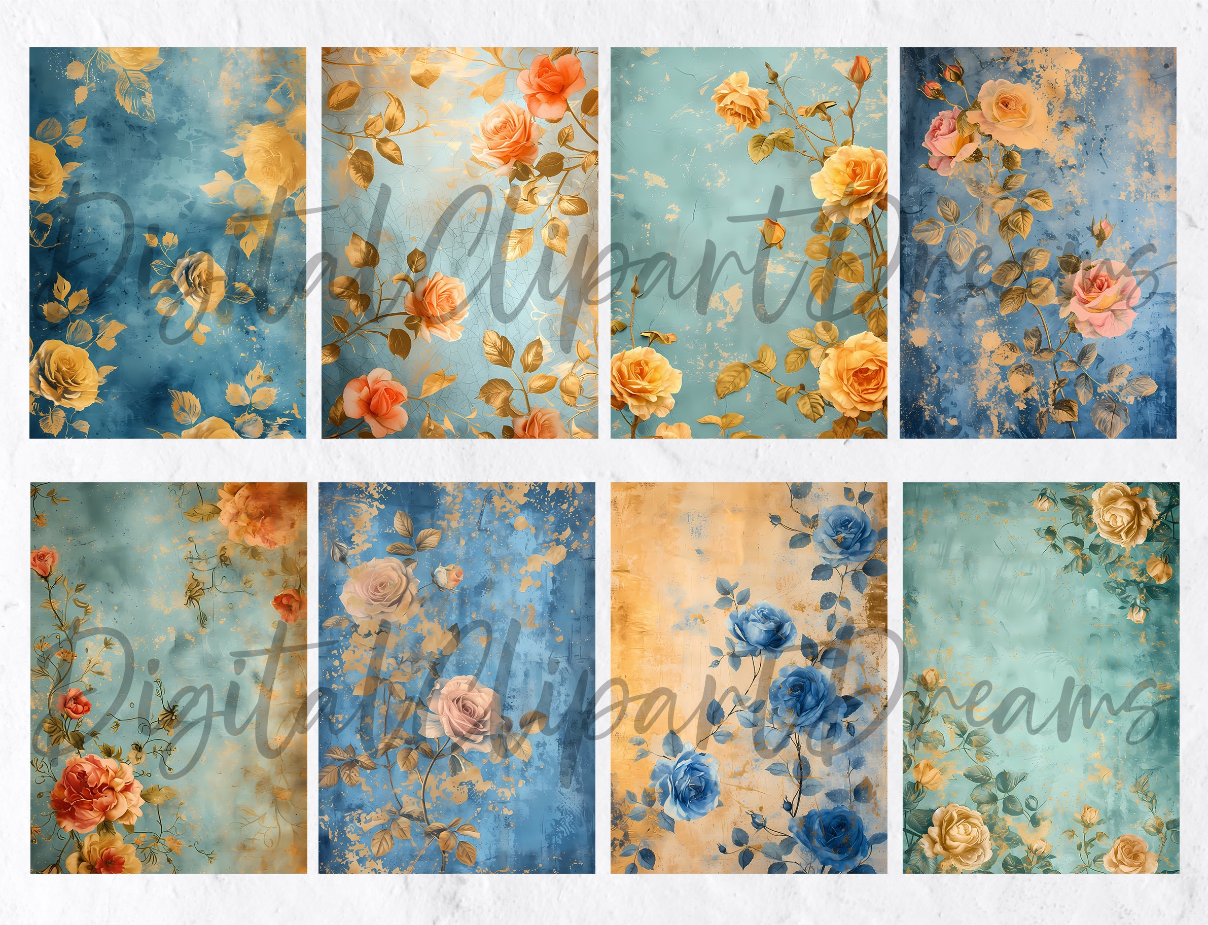 Vintage Rose Paper, Junk Journal Paper Pack, Shabby Chic Scrapbook ...