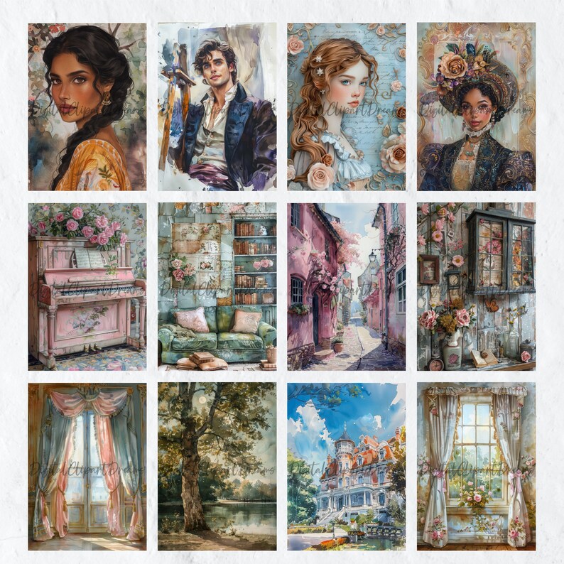 Regency Era Junk Journal Pages, Romance Scrapbooking Paper, Victorian ...