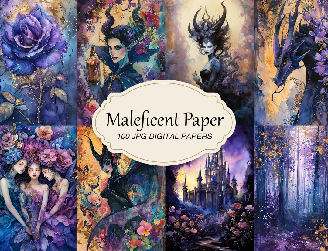 Maleficent Junk Journal Paper Pack, Villain Printable Paper, Sleeping ...