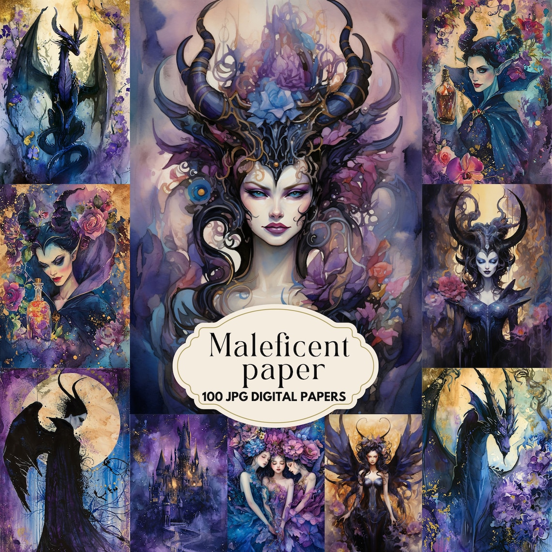 Maleficent Junk Journal Paper Pack, Villain Printable Paper, Sleeping ...