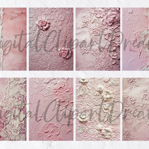 Vintage Pink Lace Paper, Junk Journal Paper Pack, Shabby Pink Lace ...