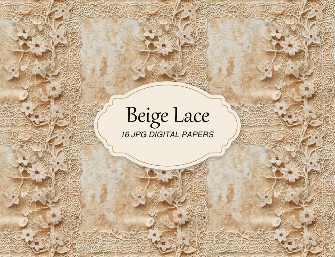 Beige Lace Seamless Pattern, Vintage Digital Papers, Shabby Chic Paper ...