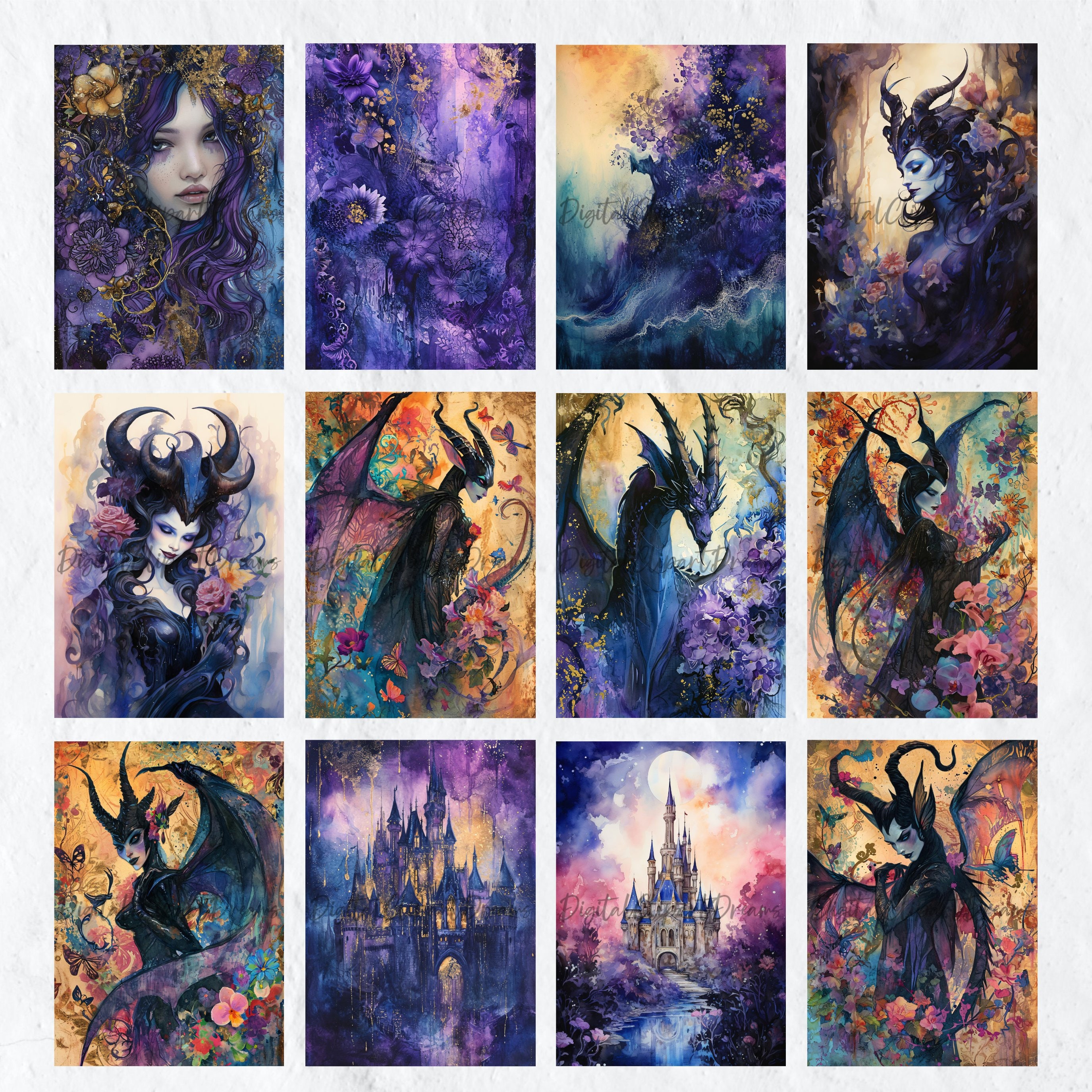 Maleficent Junk Journal Paper Pack, Villain Printable Paper, Sleeping ...