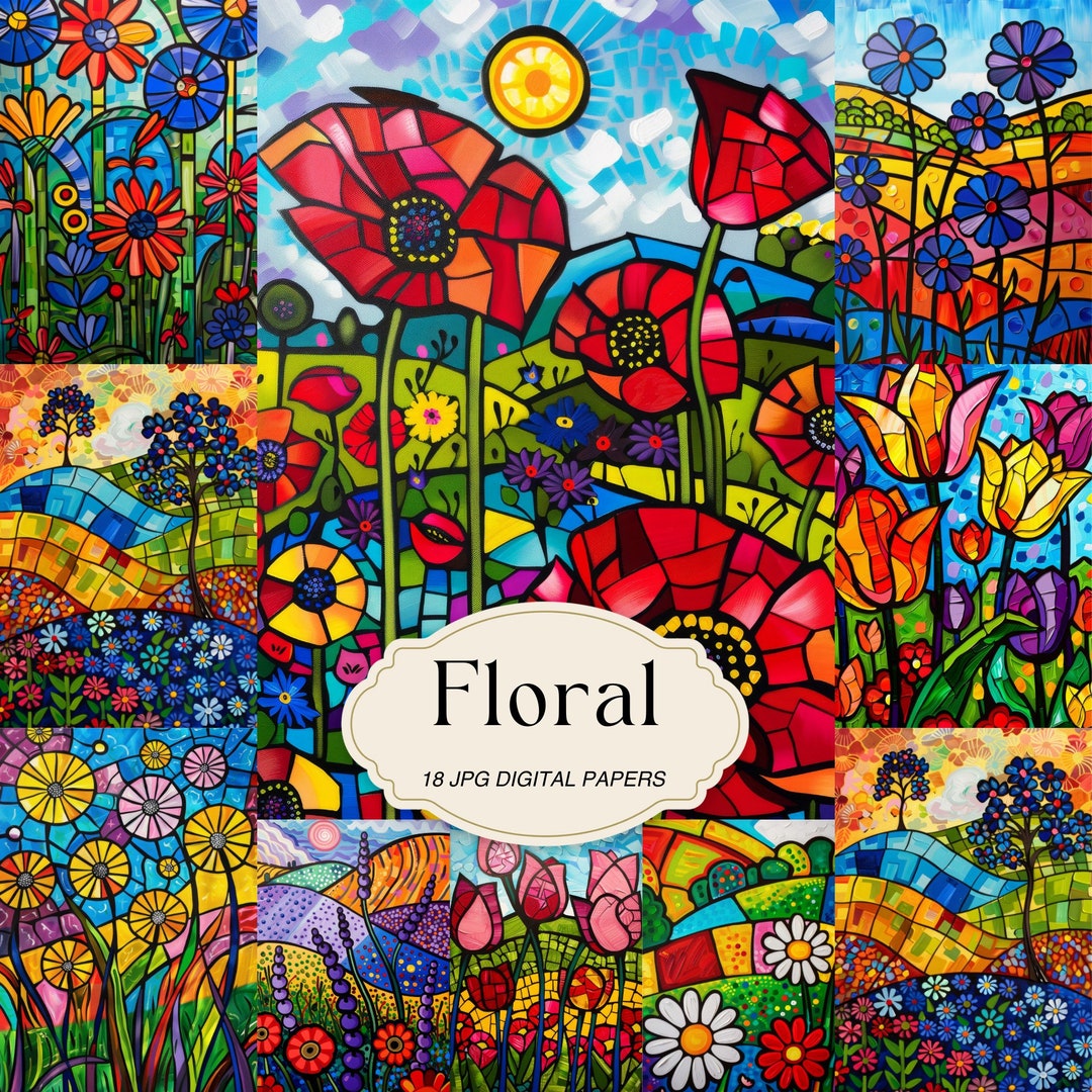 Floral Junk Journal Kit, Printable Watercolor Papers, Abstract Flower ...