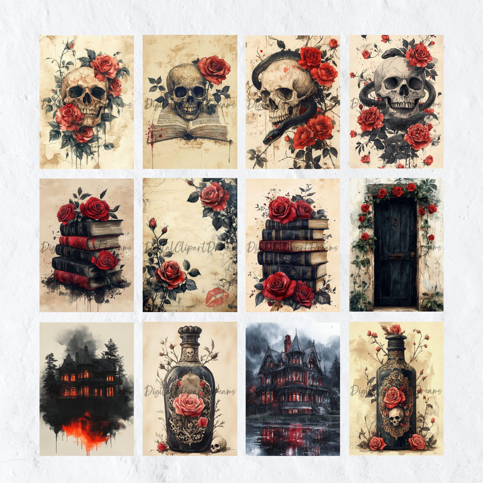 Dark Romance Junk Journal Pages, Reading Scrapbook Paper, Romantic ...