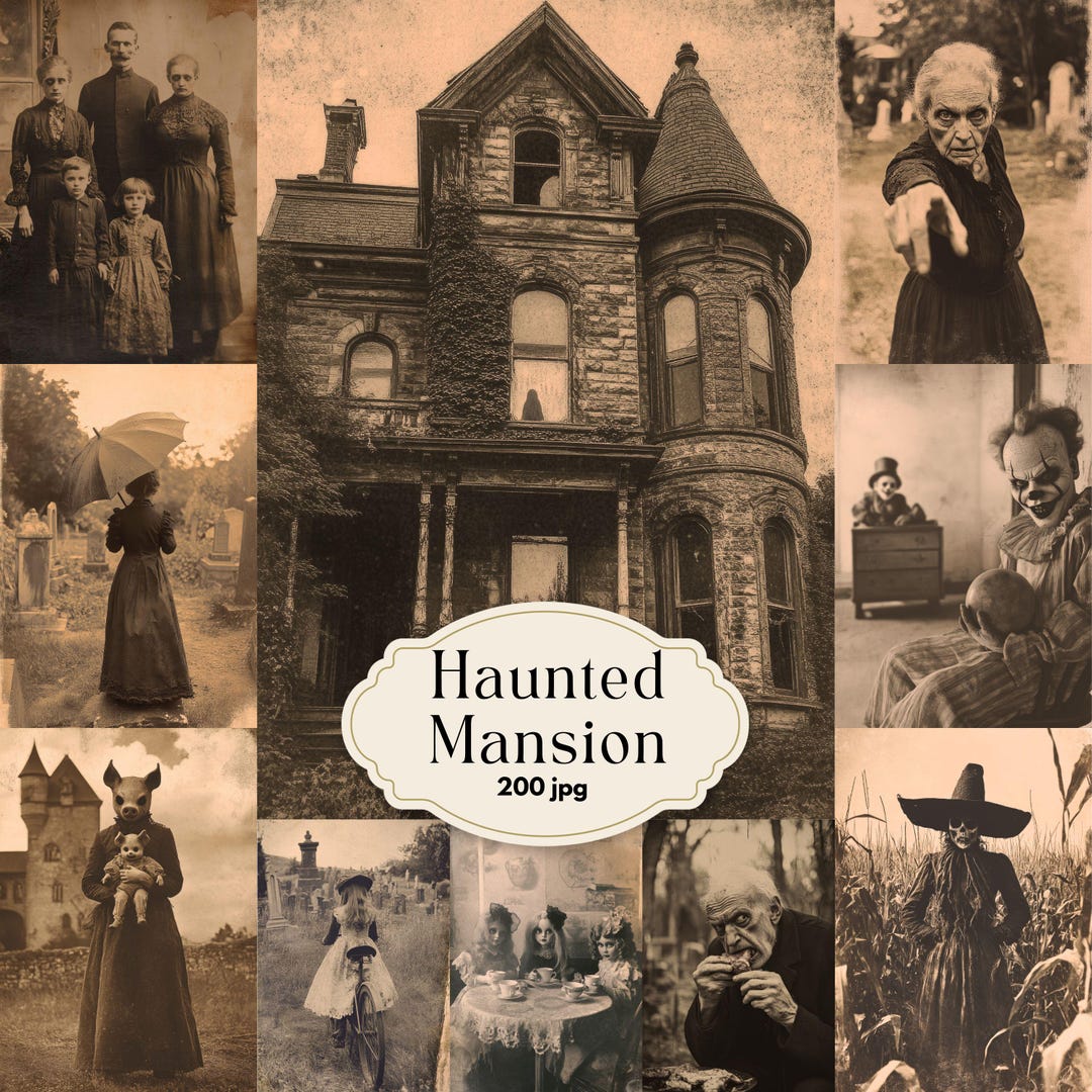 Haunted Mansion Images, Halloween Vintage Photos, Junk Journal Pages ...