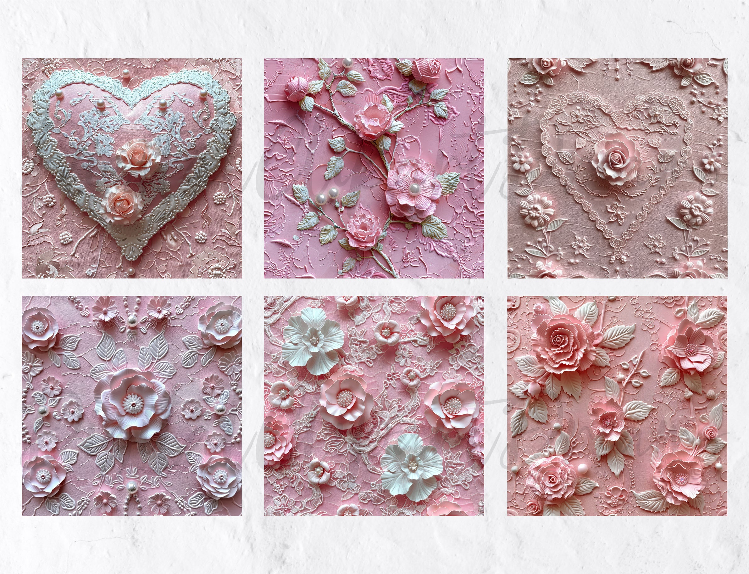 Pastel Pink Lace and Pearls Seamless Pattern, Vintage Embroidery ...
