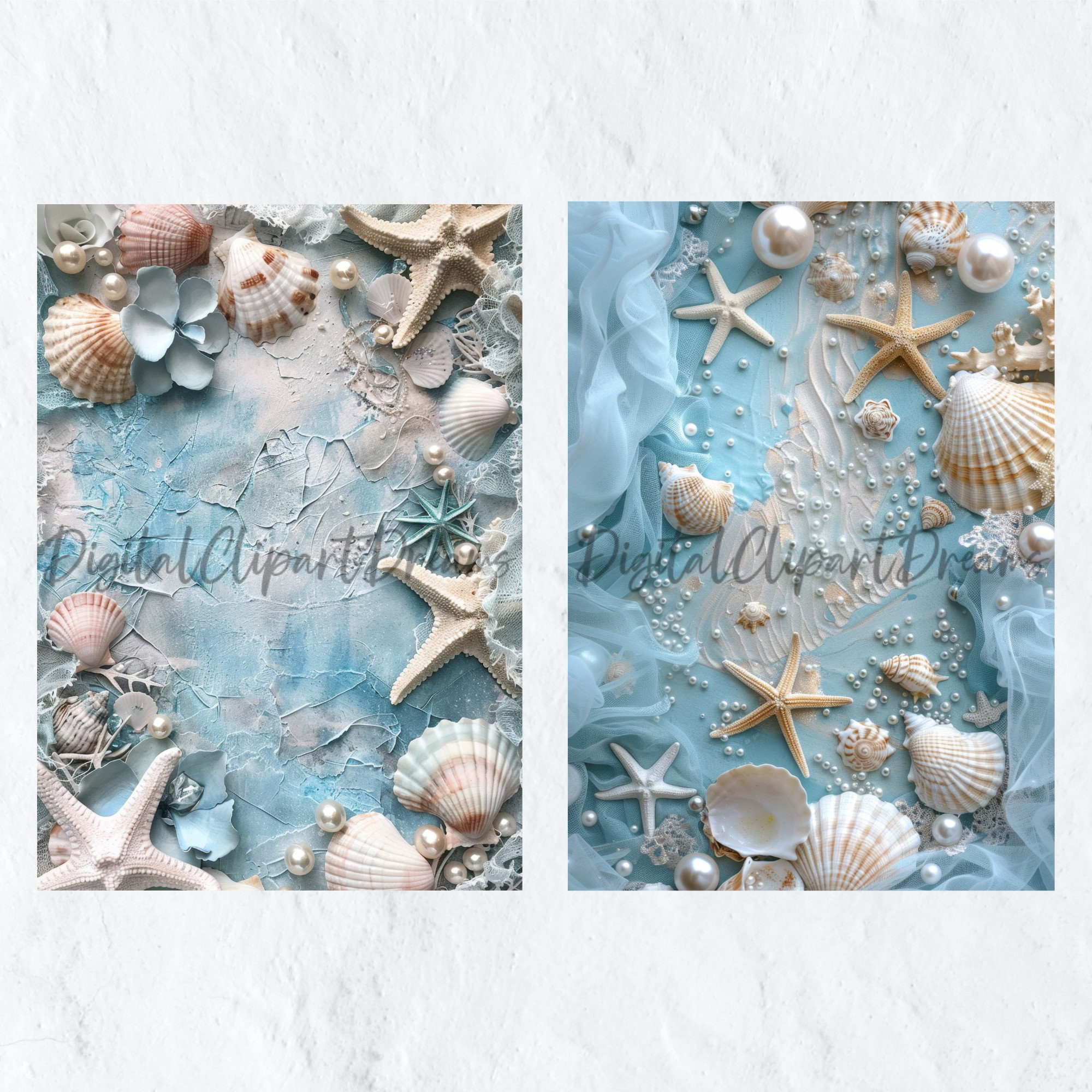 Azure Shores Coastal Digital Paper, Sea Junk Journal Pages, Vintage ...