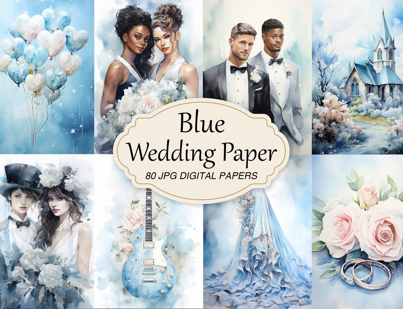 Wedding Blue Paper, Junk Journal Kit, Vintage Wedding Ephemera, Shabby ...
