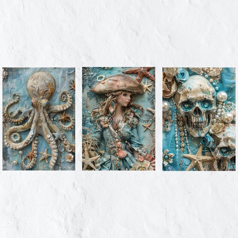 Vintage Pirate Junk Journal Pages, Sea Digital Scrapbook Paper ...