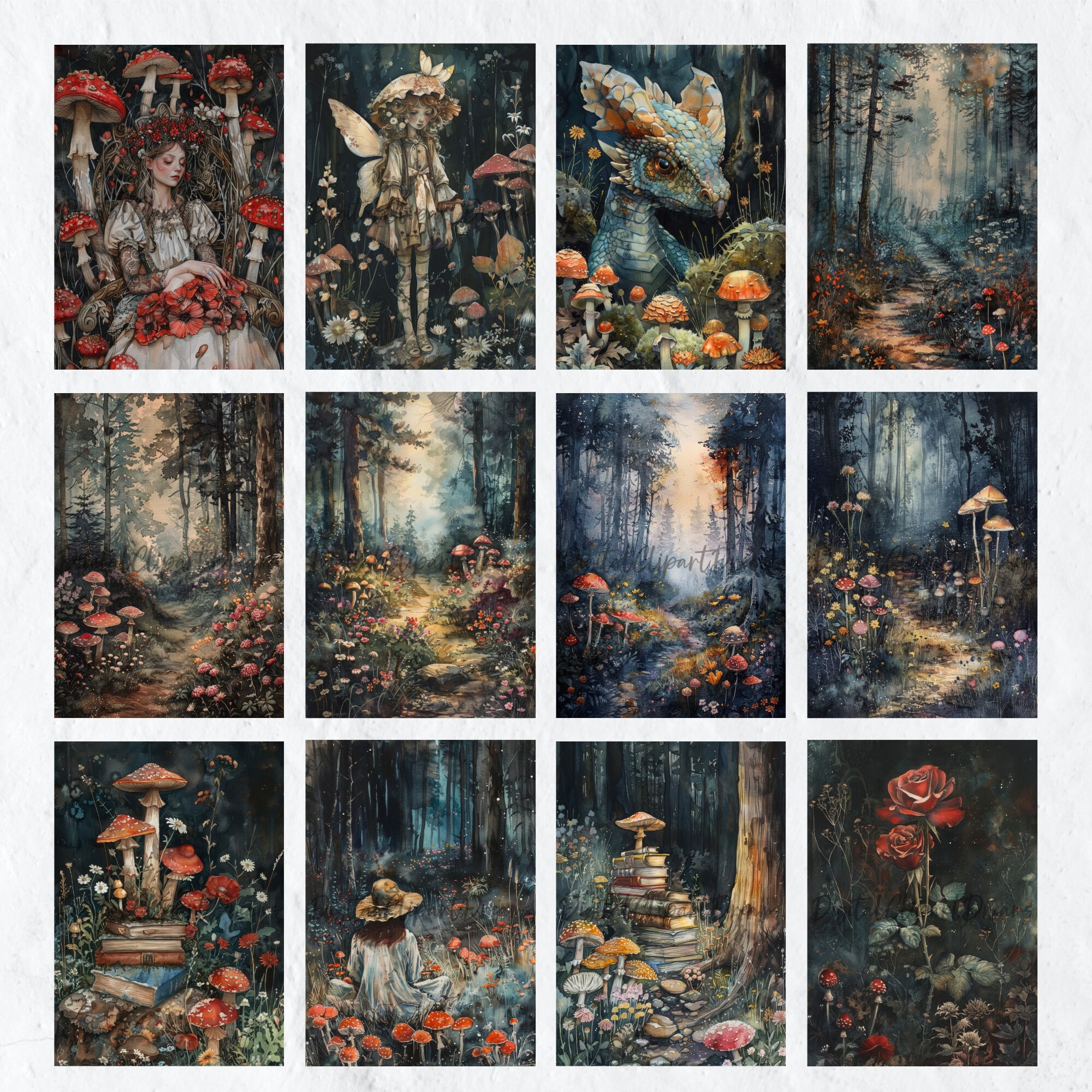 Enchanted Dark Forest Junk Journal Paper, Woodland Fairies, Halloween ...
