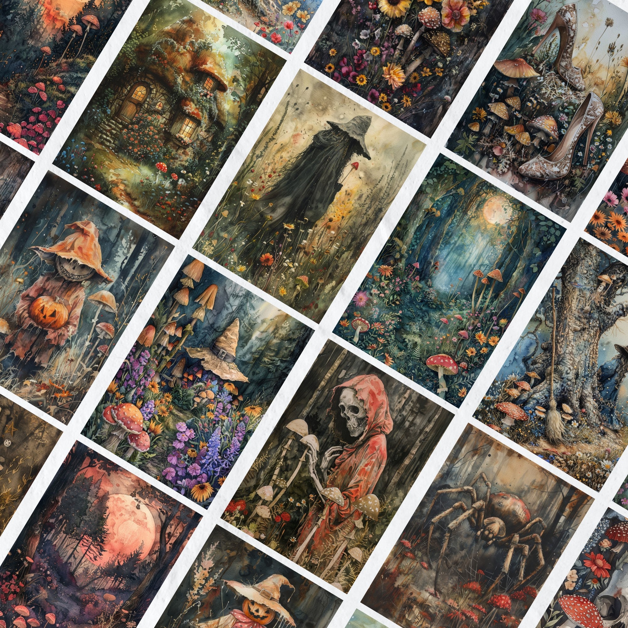 Enchanted Dark Forest Junk Journal Paper, Woodland Fairies, Halloween ...