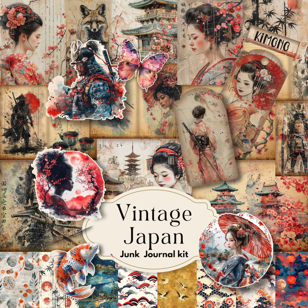 Vintage Japan Junk Journal Kit, Asian Journal Ephemera, Printable Pages ...