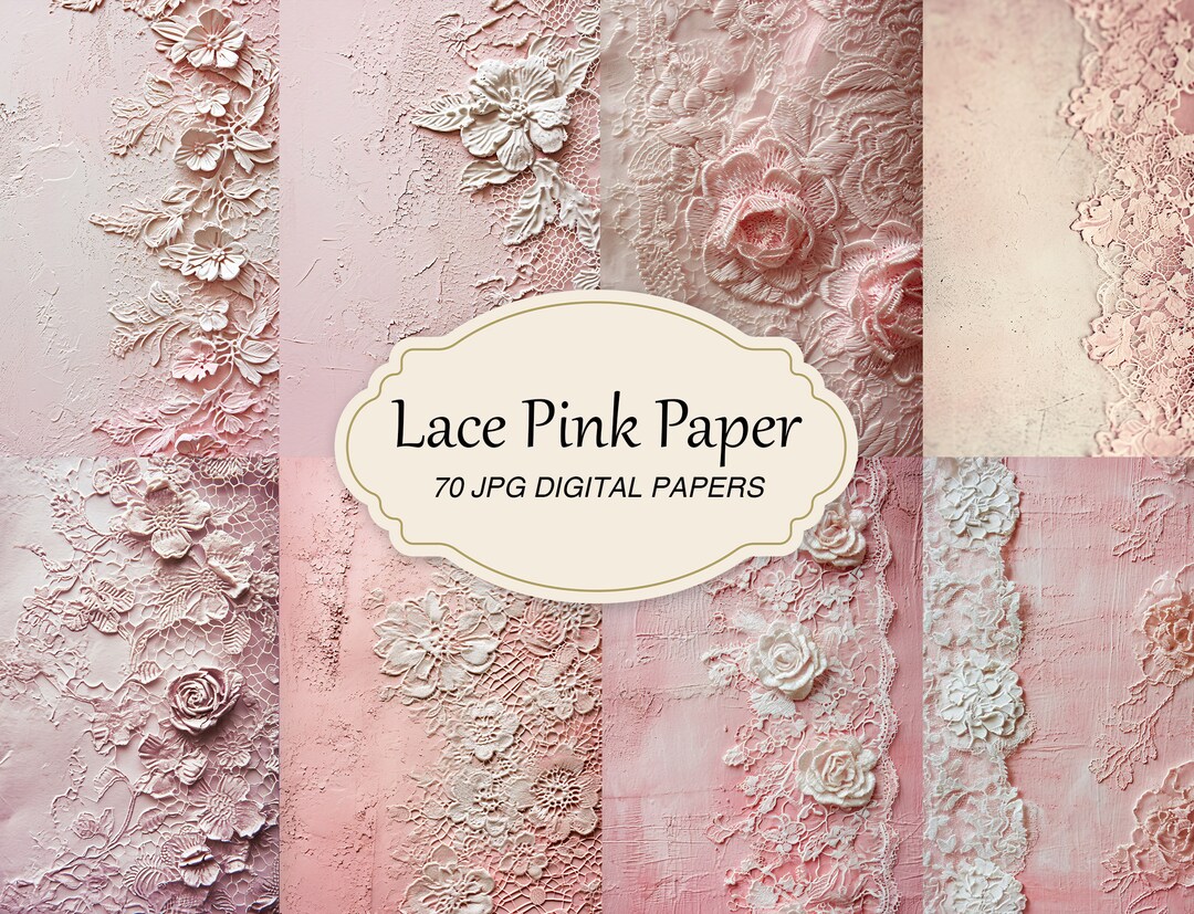 Vintage Pink Lace Paper, Junk Journal Paper Pack, Shabby Pink Lace ...