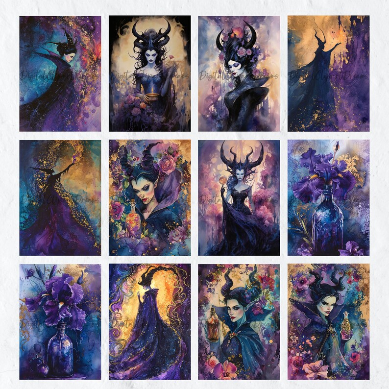 Maleficent Junk Journal Paper Pack, Villain Printable Paper, Sleeping ...