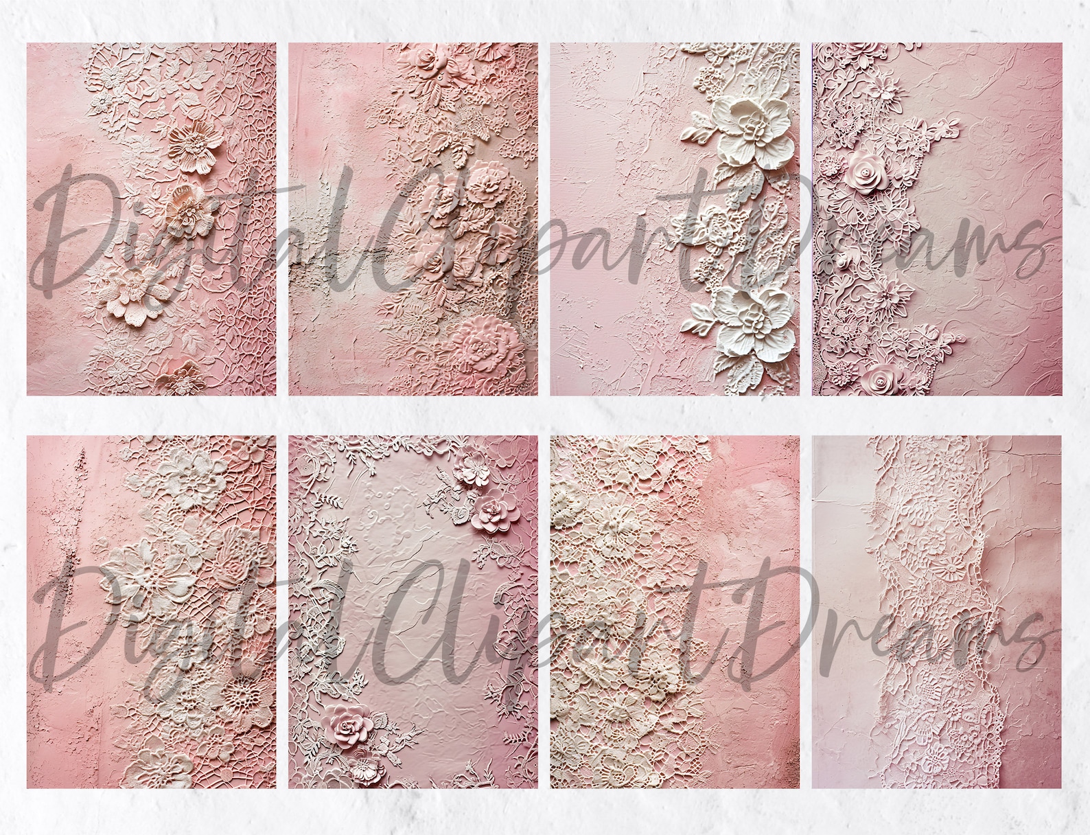 Vintage Pink Lace Paper, Junk Journal Paper Pack, Shabby Pink Lace ...