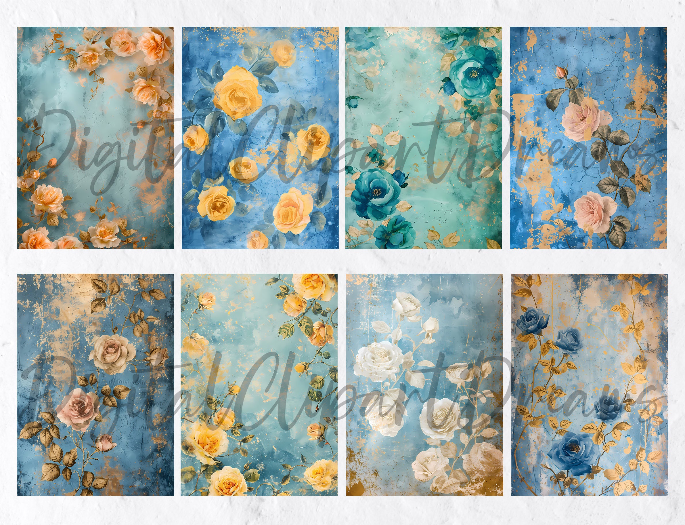 Vintage Rose Paper, Junk Journal Paper Pack, Shabby Chic Scrapbook ...